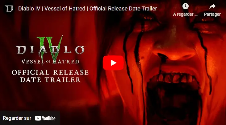 Bande-annonce de la date de sortie de "Vessel of Hatred" la prochaine extension de Diablo 4 ...